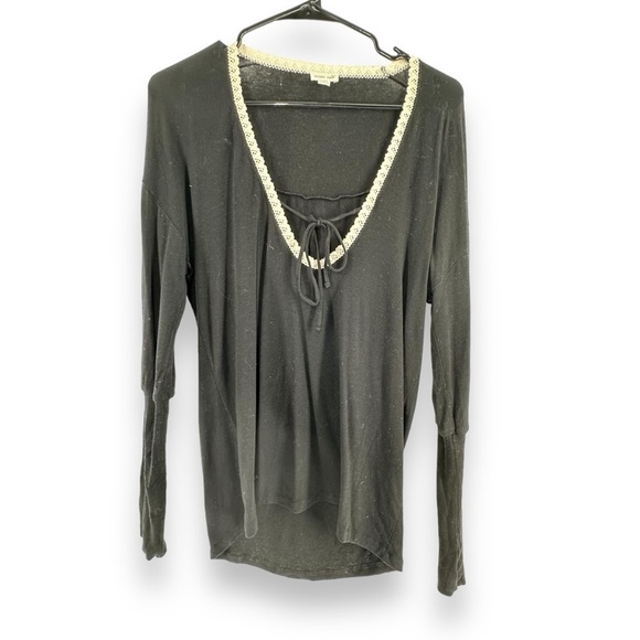 Puma | Tops | Nuala X Puma V Neck Black With Cream Crocheted Trim Long ...